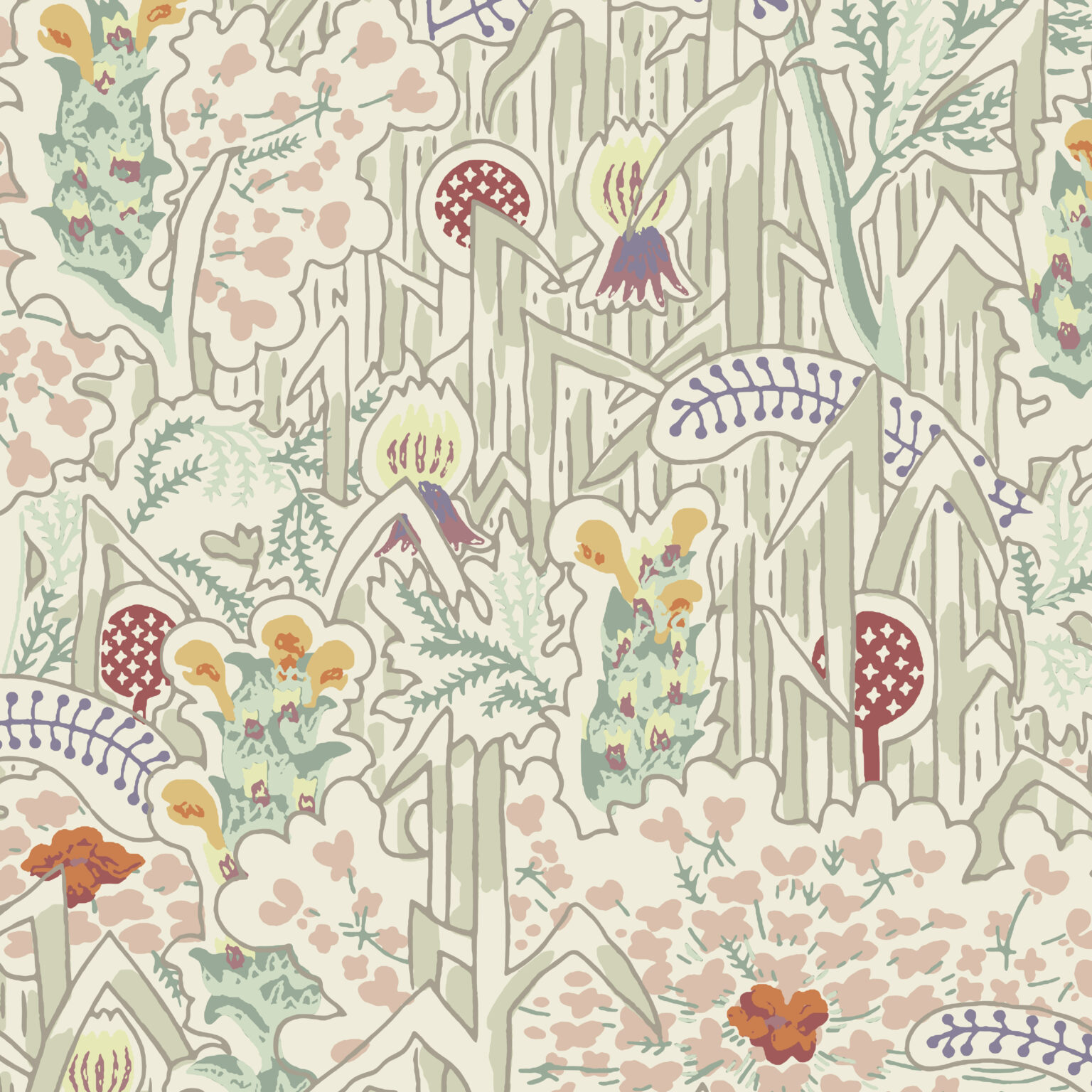 Red Disk - Artisan Handmade Wallpaper
